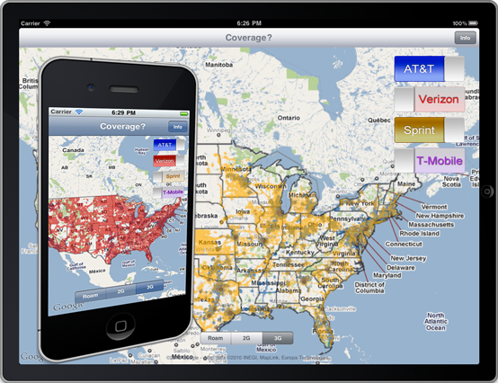 Coverage? 3G & 4G Cellular Provider Coverage Maps - for iPhone & iPad ...